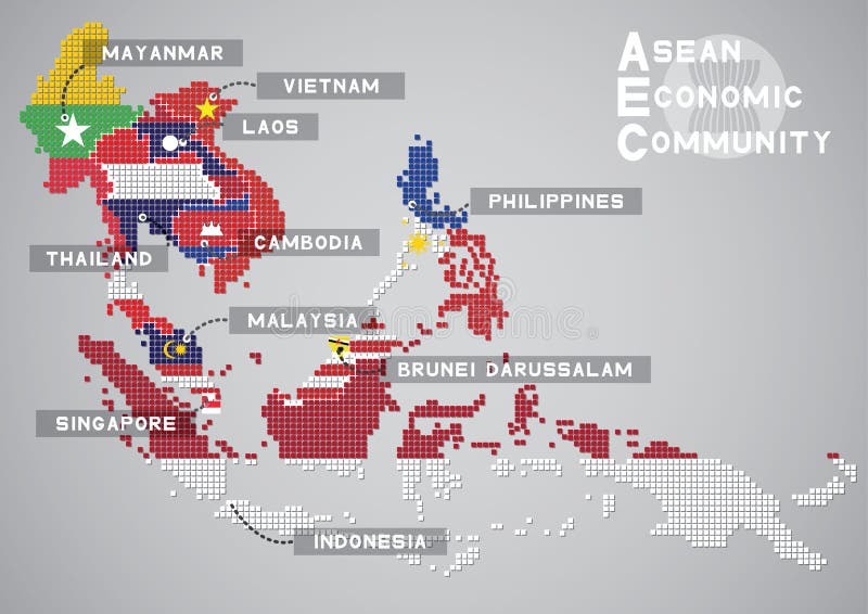 AEC Asean Economic Community World Map Stock Vector - Illustration of ...