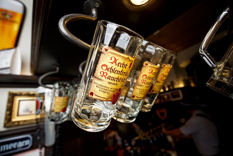 Aecht Beer Glasses on Restaurant. Minsk, Belarus - June 2020. Editorial ...