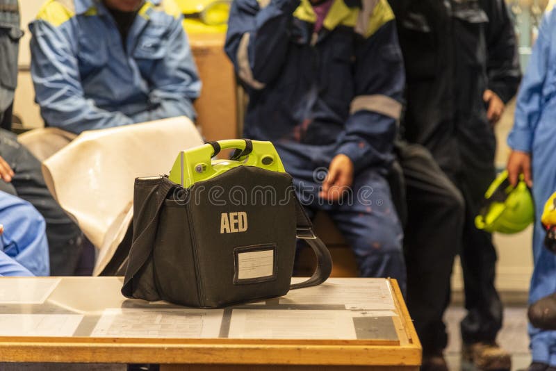 Focused Shot of an AED, a Vital Link in Survival, during Emergency ...