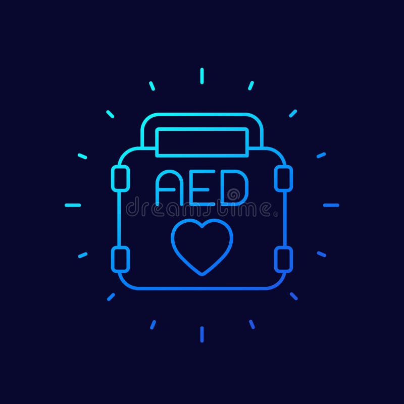 AED, Automated External Defibrillator Line Icon Stock Vector ...
