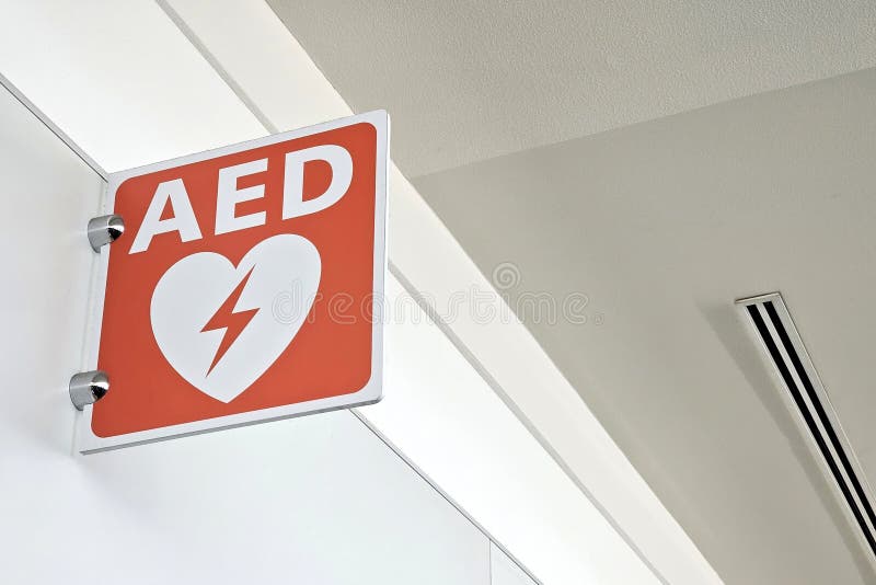 AED Automated External Defibrillator Sign. Stock Image - Image of ...