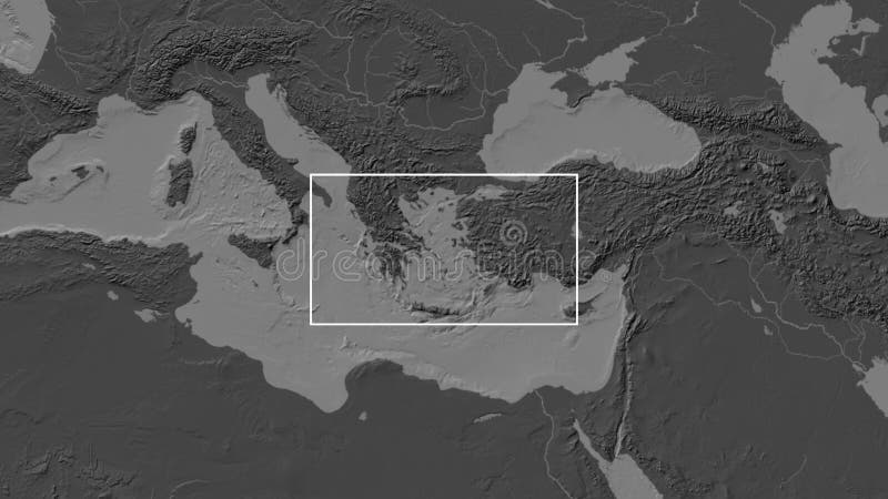 Aegean Sea. Bilevel Map. Patterson Cylindrical. Close-up Stock Video ...