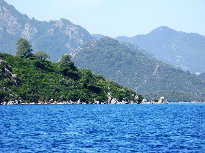Aegean Sea Landscape in Turkey Stock Photo - Image of mountains, blue ...