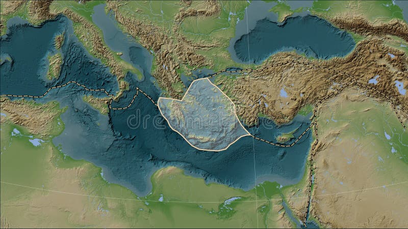 Aegean Sea Plate - Boundaries. Satellite Map Stock Illustration ...