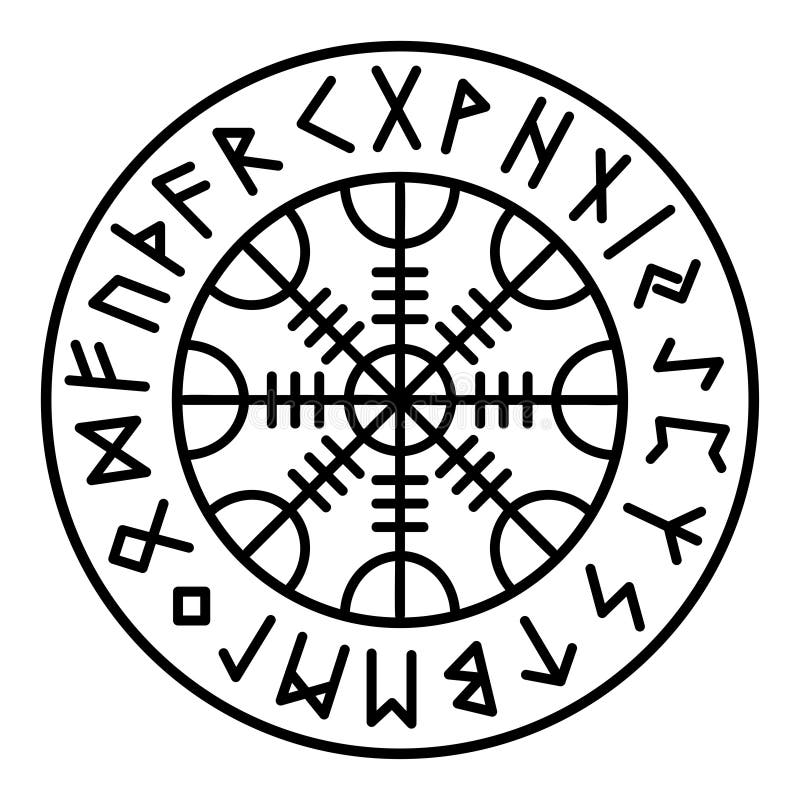 Aegishjalmur Futhark Mythology Pagan Helm Of Awe Stock Illustrationer