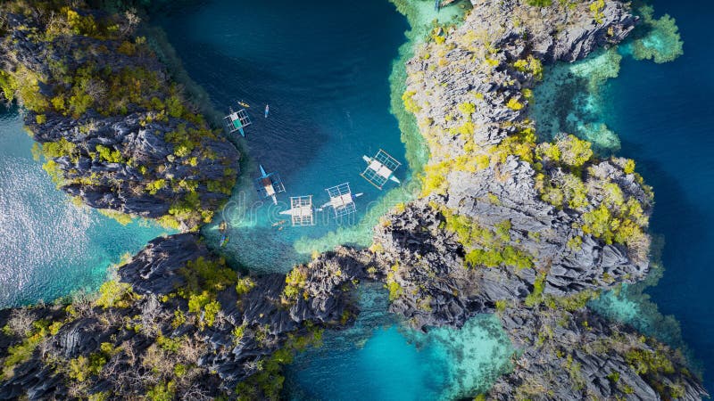 Aerail View with Coron, Palawan, Philippines of a Beautiful Lagoon ...