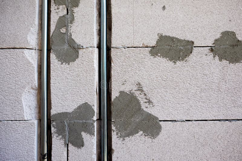 Aerated Concrete Block Wall and Electric Box Stock Image - Image of ...