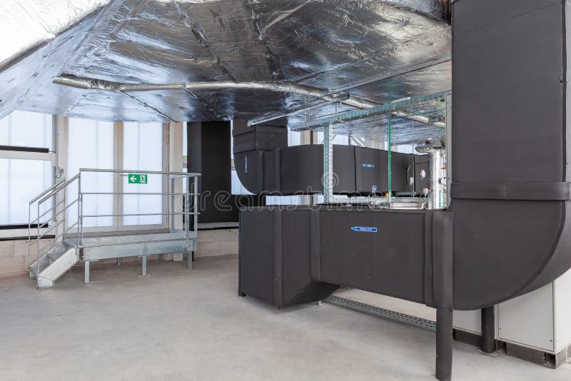 Aeration Pipes in a Technical Room Stock Photo - Image of building ...