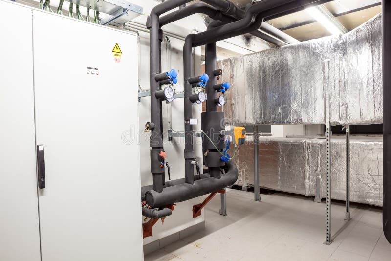 Aeration Pipes in a Technical Room Stock Image - Image of modern ...