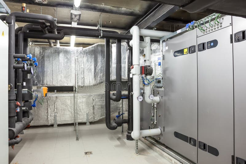 Aeration Pipes in a Technical Room Stock Image - Image of cold ...