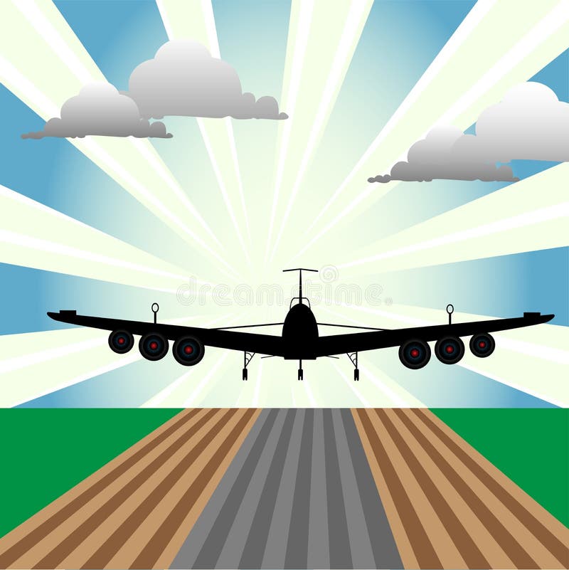 Aereo al decollo illustrazione vettoriale. Illustrazione di aeronautica ...