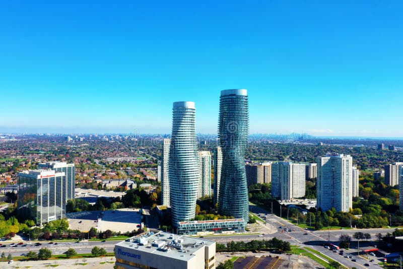 Aerial of the Absolute World Complex in Mississauga, Ontario, Canada ...