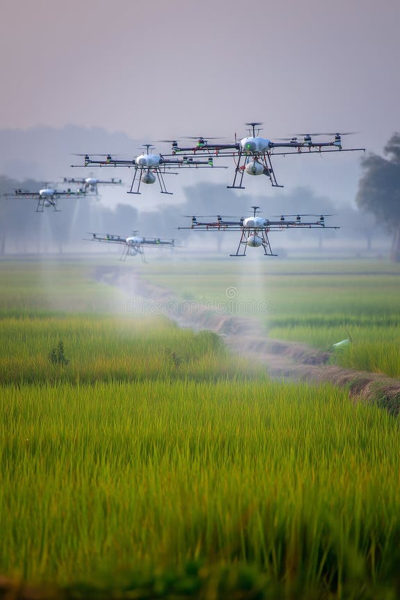 Aerial Application with Multiple Drones. Agriculture Technology for ...