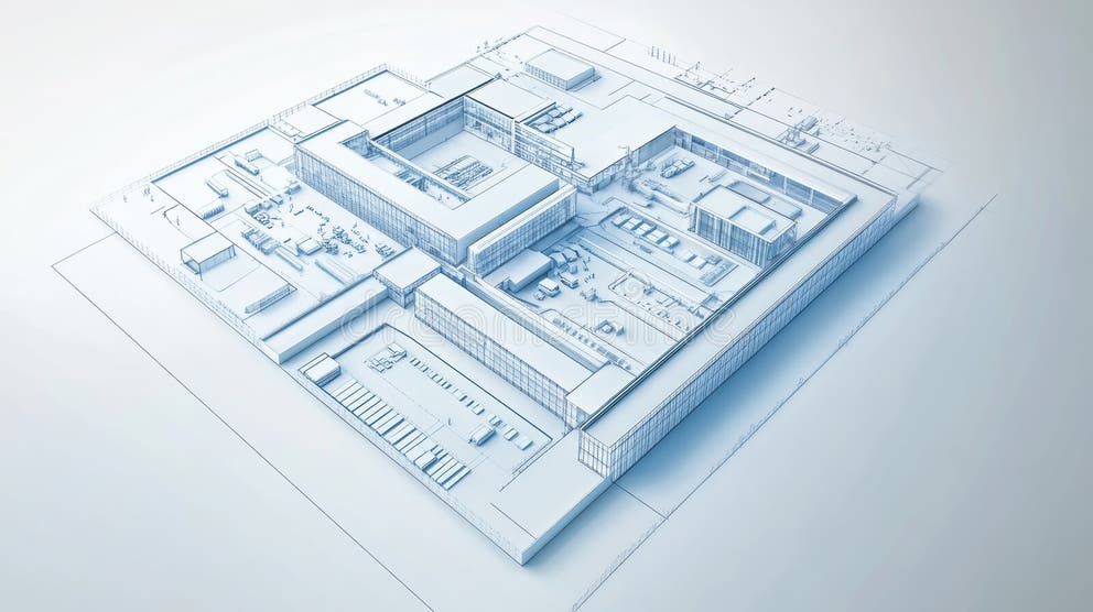 Aerial Architectural Rendering of a Large Modern Complex Layout Stock ...