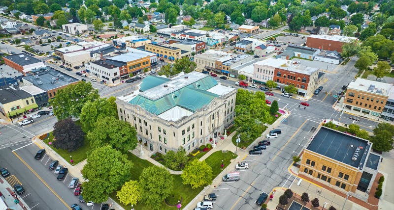 Aerial Auburn Indiana with Focus on Downtown Courthouse Editorial Stock ...