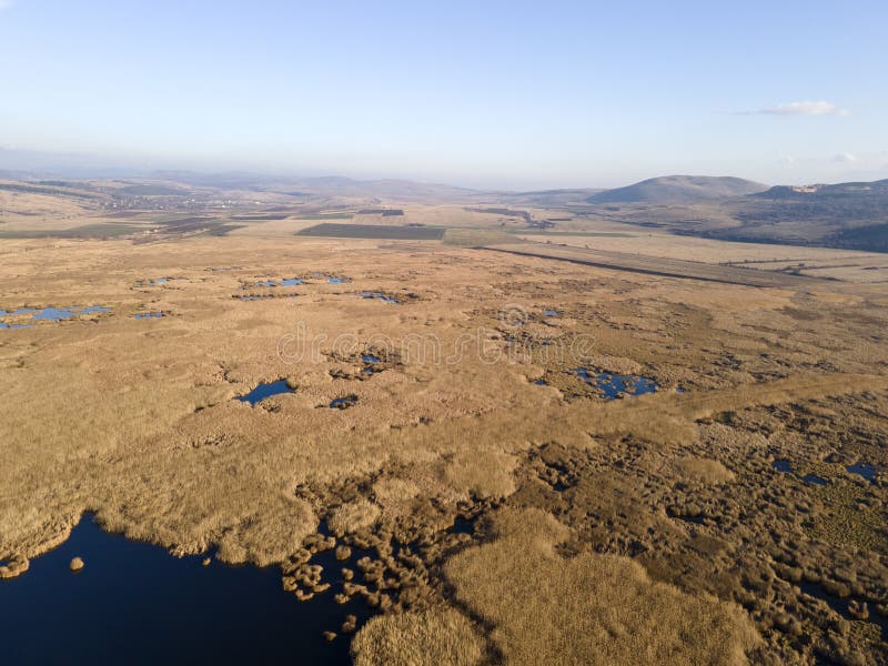 Aerial Autumn View of Dragoman Marsh, Bulgaria Stock Photo - Image of ...