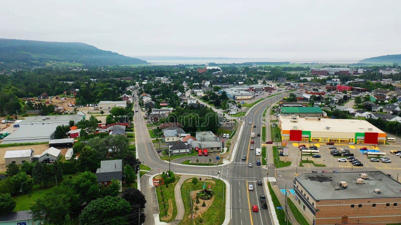 Aerial of Baie-Saint-Paul, Quebec, Canada Stock Image - Image of ...