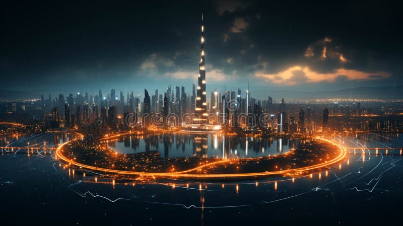 Aerial Beautiful Shot of Dubai Frame Stock Illustration - Illustration ...