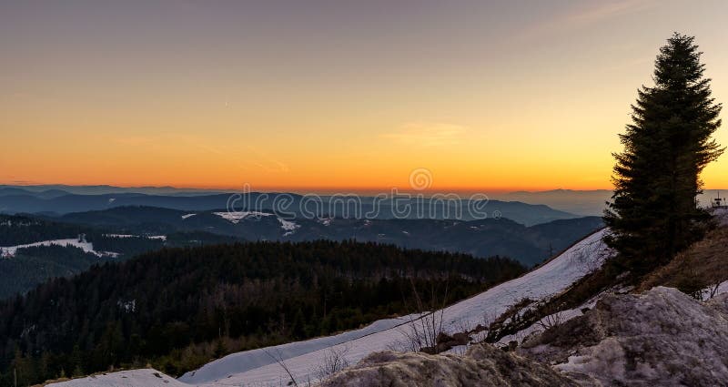 Aerial Beautiful Shot of Sunset at Black Forest, Seebach, Germany Stock ...