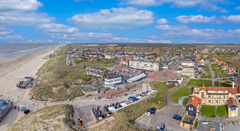 Aerial from Bergen Aan Zee in the Netherlands Stock Image - Image of ...