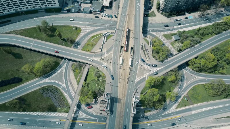 Aerial of Big Urban Road Junction, Top Down View Stock Image - Image of ...