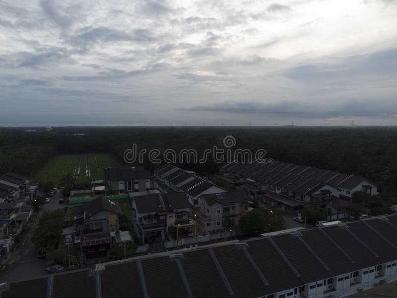 Aerial Blue Hour Night Suburb Sky Scene Stock Photo - Image of ...