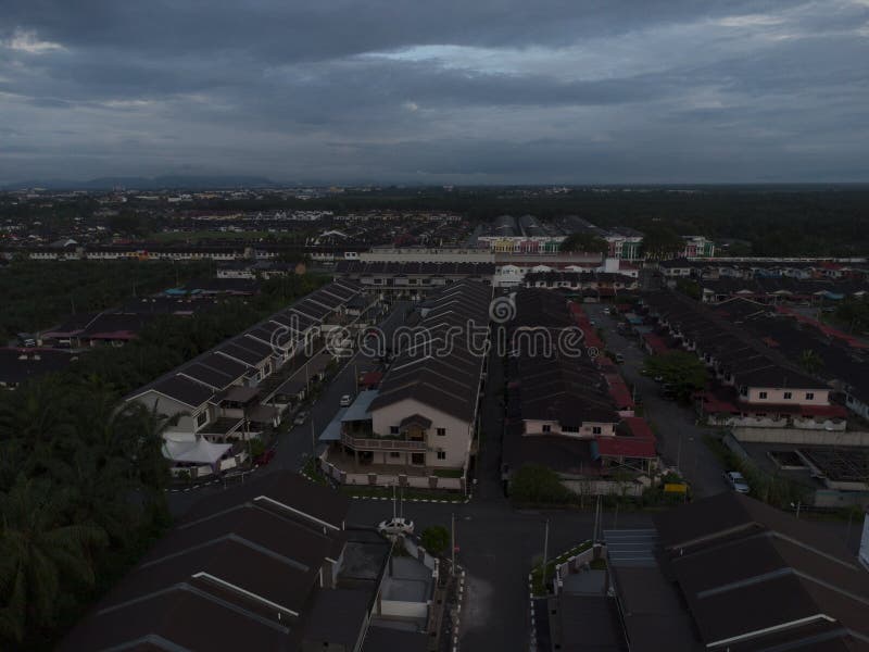 Aerial Blue Hour Night Suburb Sky Scene Stock Photo - Image of modern ...