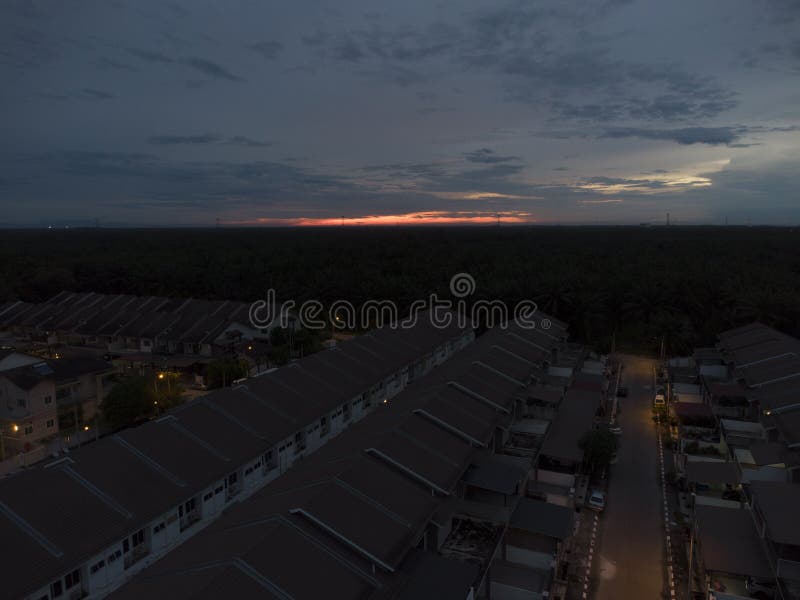 Aerial Blue Hour Night Suburb Sky Scene Stock Image - Image of aerial ...