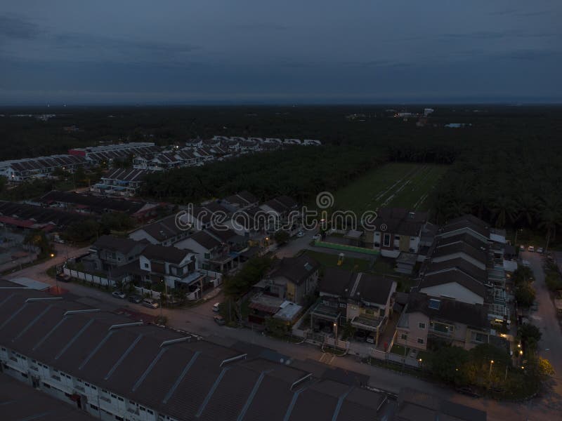 Aerial Blue Hour Night Suburb Sky Scene Stock Image - Image of ...