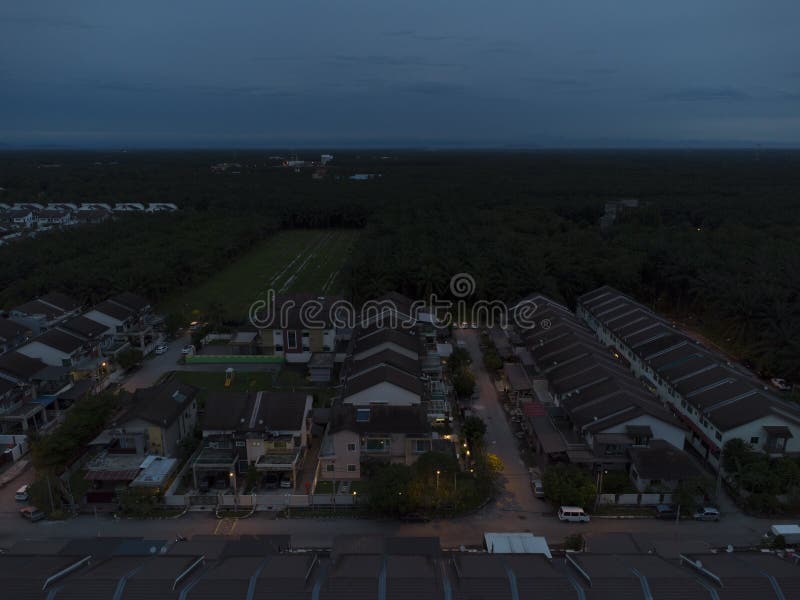 Aerial Blue Hour Night Suburb Sky Scene Stock Image - Image of ...
