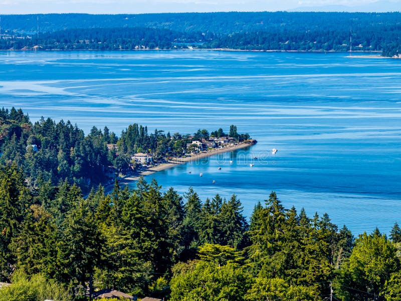 Aerial Burien Three Tree Point Stock Image - Image of washington ...