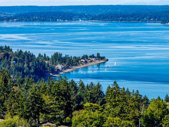 Aerial Burien Three Tree Point Stock Image - Image of washington ...