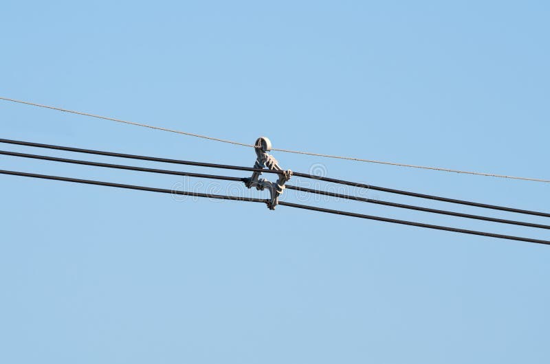 Aerial cable spacer system stock image. Image of supply - 102815195