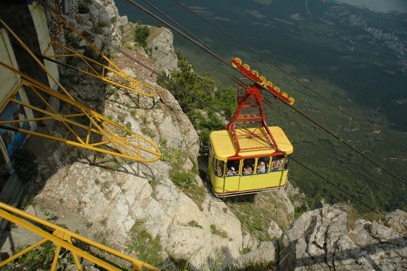 Aerial Cableway Above City Roofs of Batumi, Georgia. Urban Landscape ...