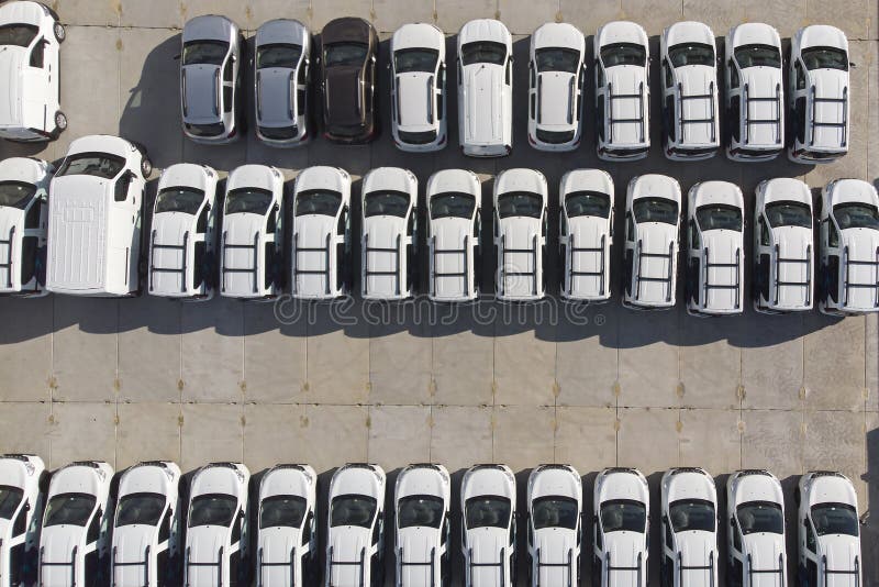 Aerial. Car parking stock photo. Image of european, drone - 223907000