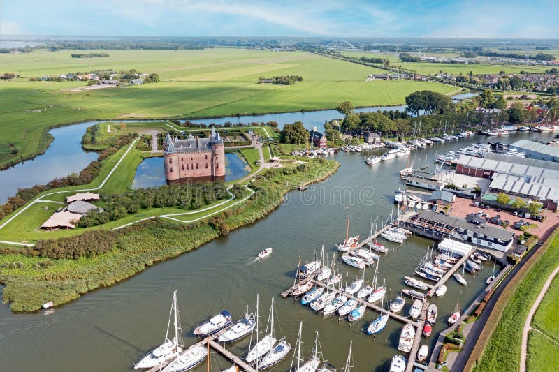 Aerial from Castle Muiderslot in Muiden the Netherlands Stock Photo ...
