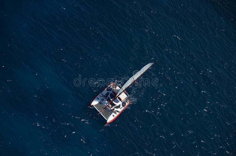 Aerial Catamaran stock image. Image of deep, caribbean - 47695801