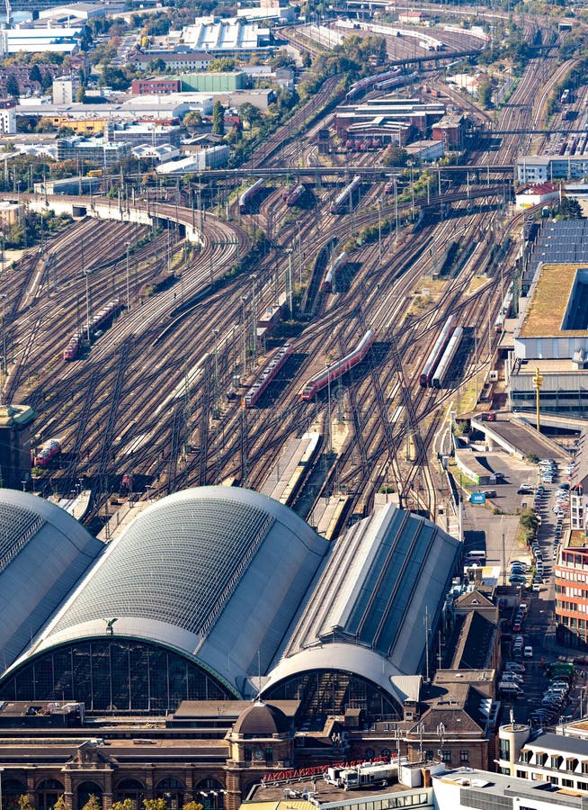 Aerial of the Central Train Station in Frankfurt Stock Image - Image of ...