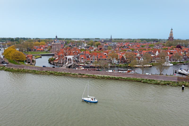 Aerial from the City Enkhuizen in the Netherlands Editorial Stock Image ...