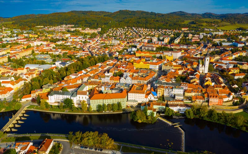 Aerial cityscape of Pisek stock photo. Image of pisek - 292849634