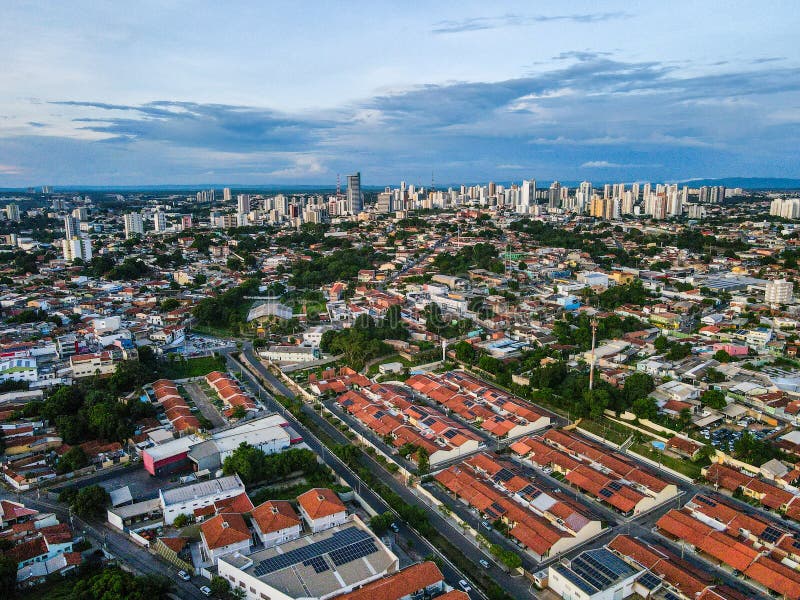 Aerial Cityscape at Sunset during Summer in Central Cuiaba Editorial ...