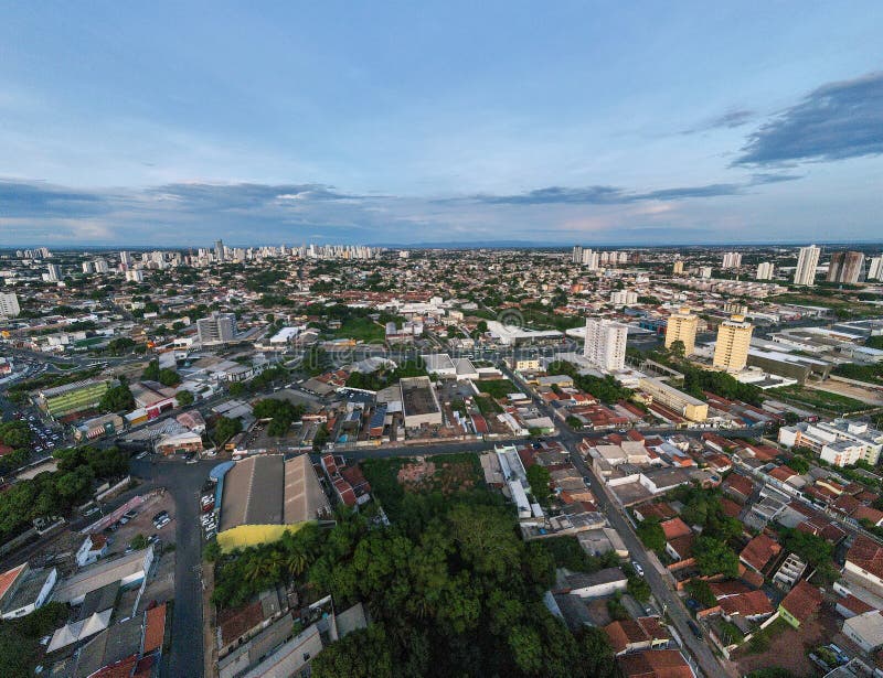 Aerial Cityscape at Sunset during Summer in Central Cuiaba Editorial ...