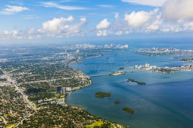 Aerial of coastline Miami stock photo. Image of light - 29193978