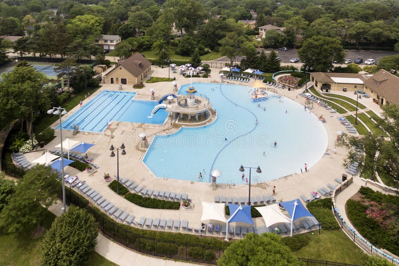 Aerial of Community Swimming Pool Stock Photo - Image of neighborhood ...