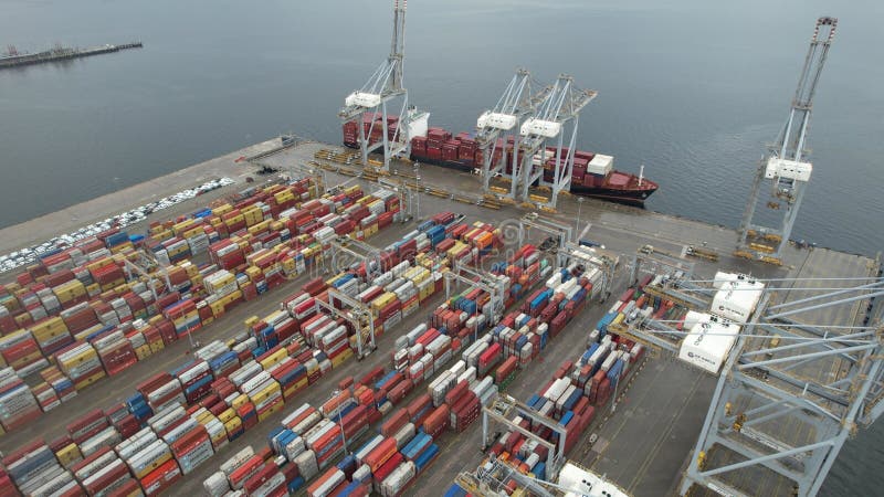 Aerial Container Port and Goods Stock Video - Video of drone, global ...
