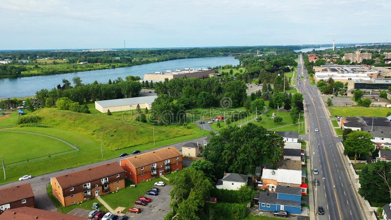 Aerial of Cornwall, Ontario, Canada in Summer Stock Photo - Image of ...