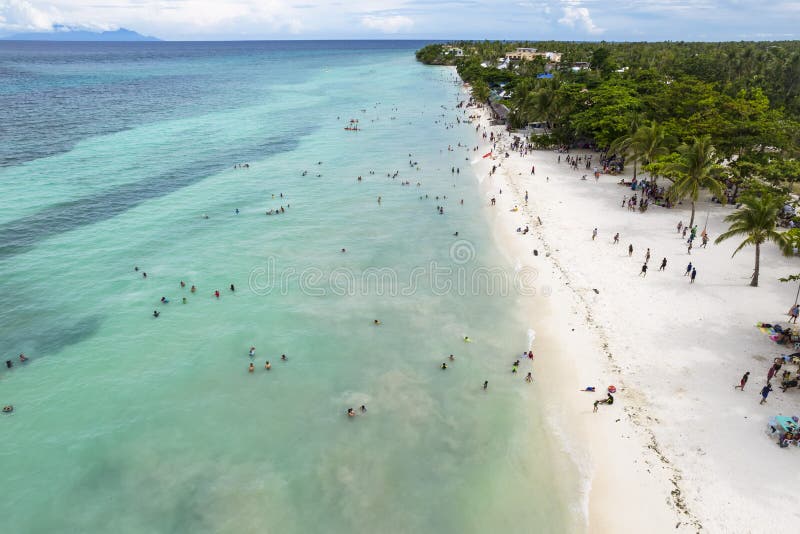 Aerial of a Crowded Public Beach in Anda, Bohol, Philippines Stock ...