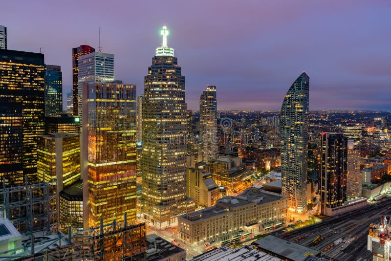 Aerial Dawn View of the Toronto Downtown Cityscape Stock Photo - Image ...