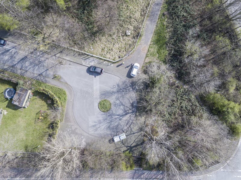 Aerial of a dead end road stock photo. Image of road - 89310746