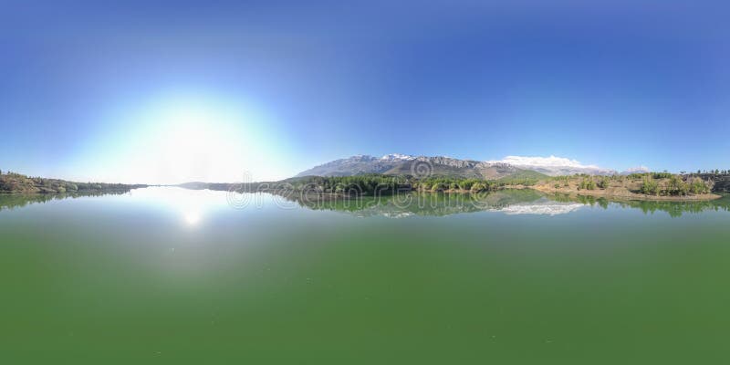 Aerial 360 Degree View of Lake Reflections and Amazing Views in Spring ...